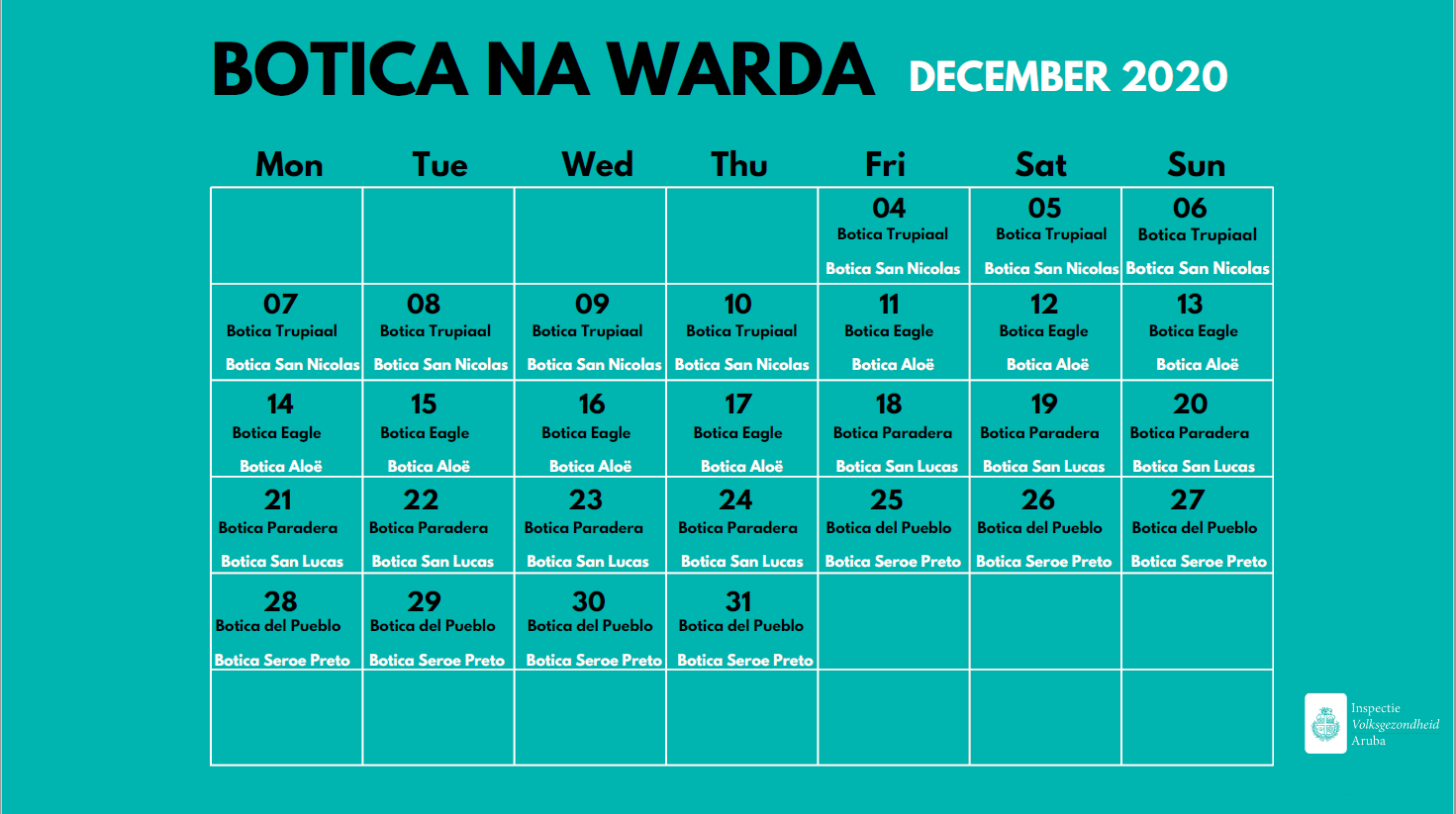 Botica na warda | Inspectie Volksgezondheid Aruba